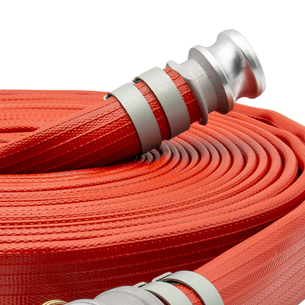 5" Super Duty Rubber Fire Hose Camlock Fittings Red – Discharge Hose