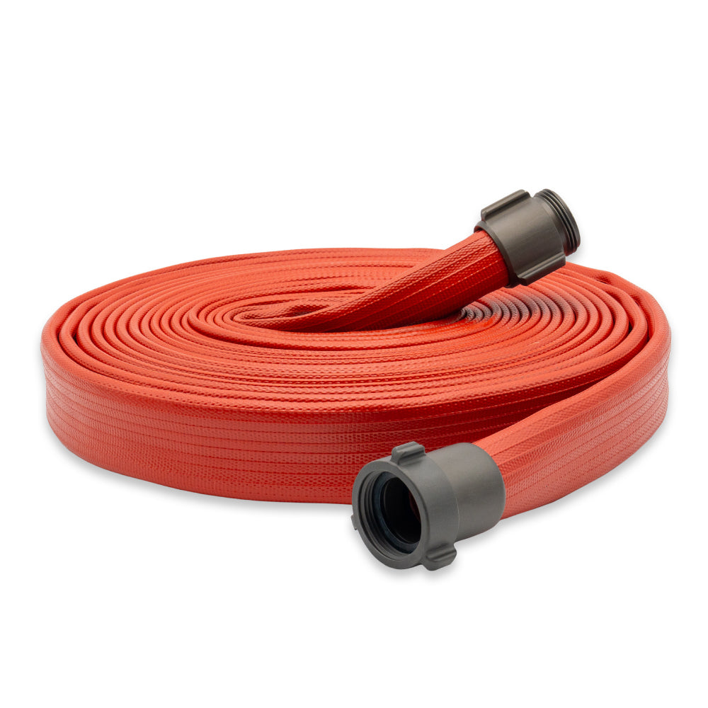 5" Super Duty Rubber Fire Hose Threaded Fittings Red – Discharge Hose