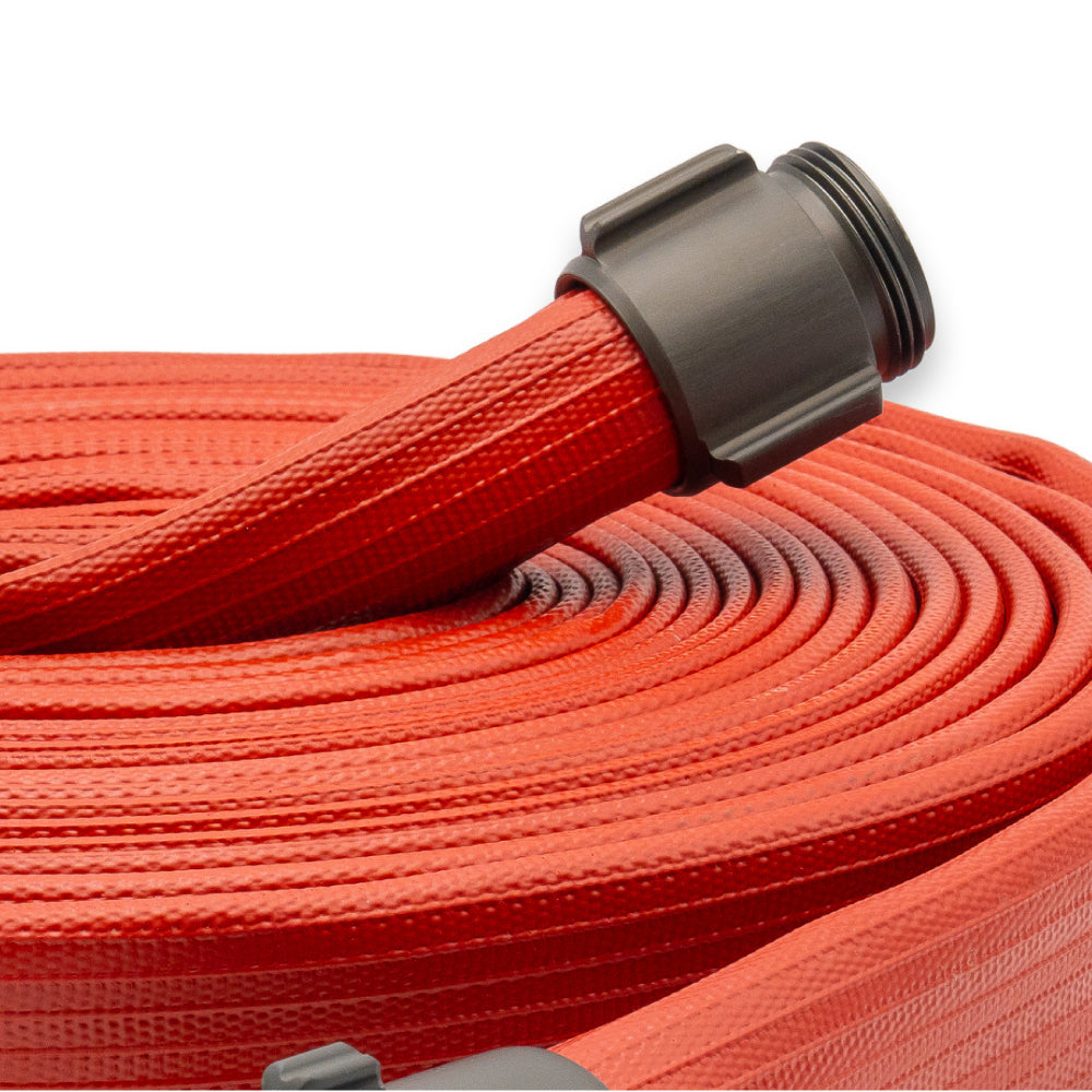 4" Super Duty Rubber Fire Hose Threaded Fittings Red – Discharge Hose