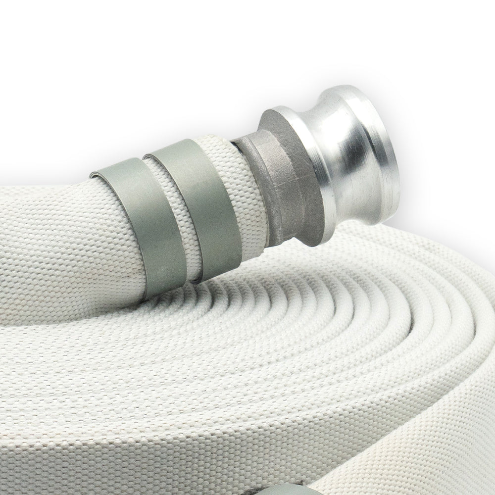 1-1/2" Medium Duty Single Jacket Discharge Hose Camlock Fittings White